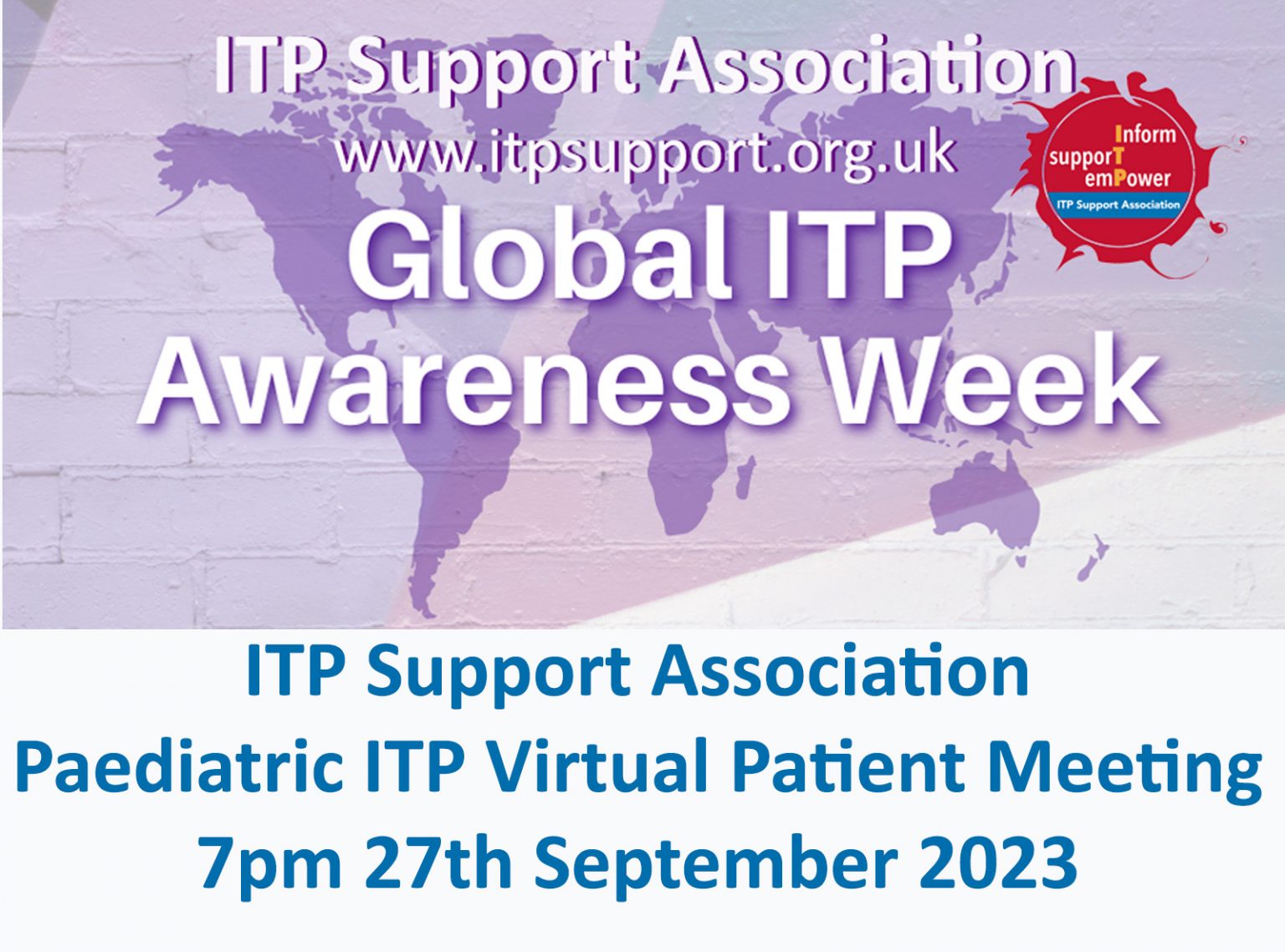 ITPSA Paediatric ITP Patient Meeting - Part of ITP Awareness Week 2023